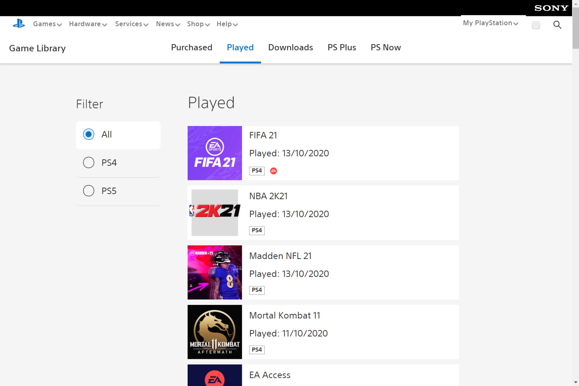 PlayStation Website Launches New Library Page for Your PS5, PS4 Games ...